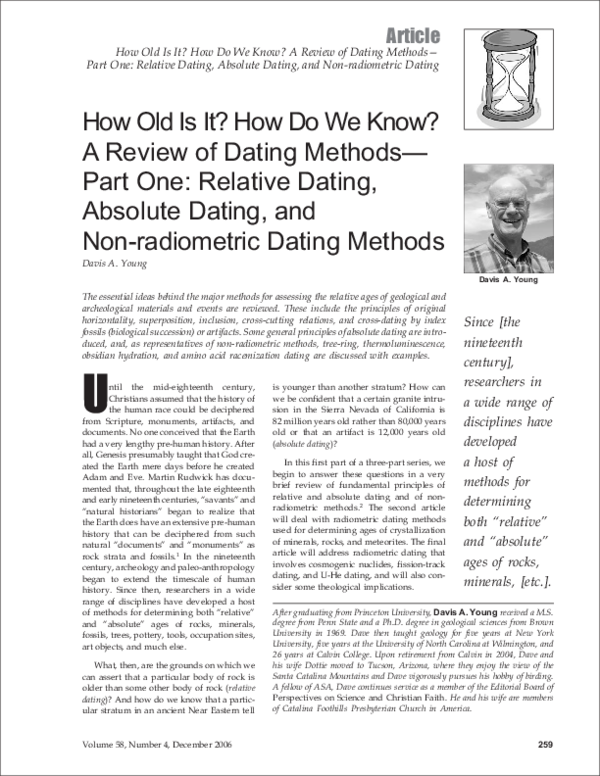 (PDF) How Old Is It? How Do We Know? A Review of Dating Methods— Part ...