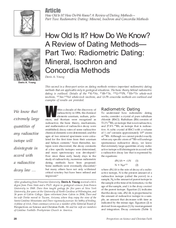 (PDF) How Old Is It? How Do We Know? A Review of Dating Methods-Part ...