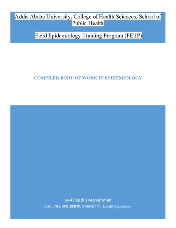 (PDF) Ethiopia Field Epidemiology Training Program (EFETP) Compiled ...