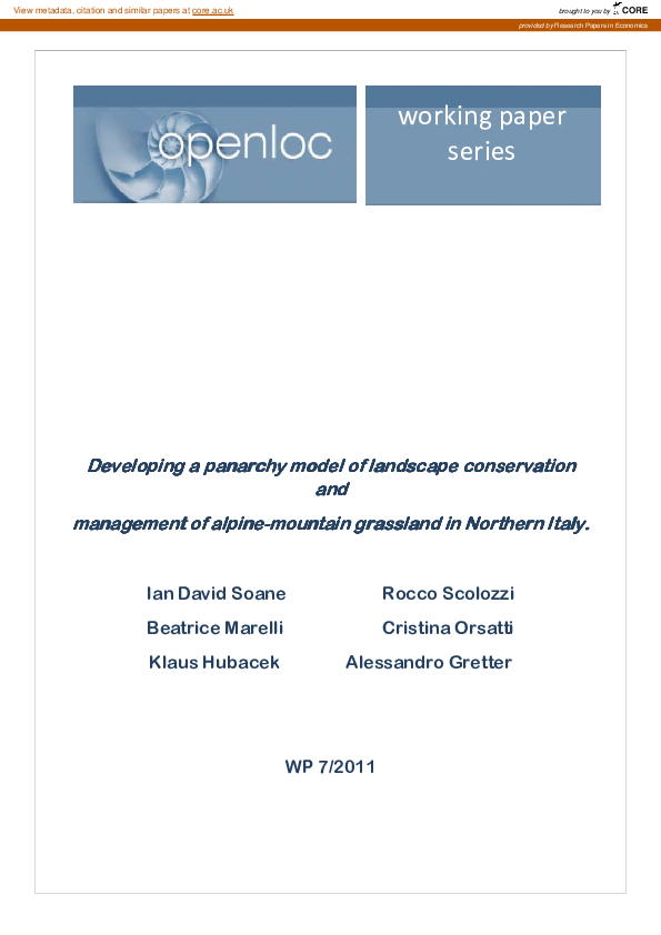 (PDF) Developing a panarchy model of landscape conservation and ...