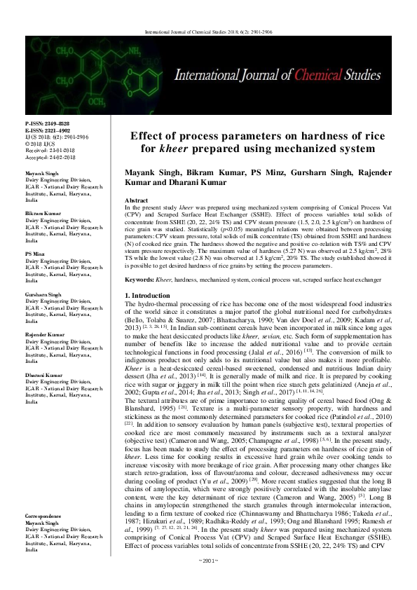 (PDF) Effect of process parameters on hardness of rice for kheer ...