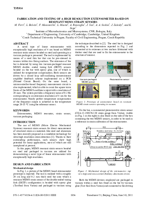 (PDF) Fabrication and testing of a high resolution extensometer based ...