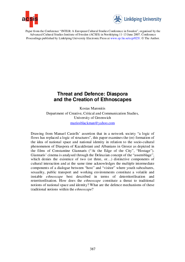 (PDF) and the Creation of Ethnoscapes | Kostas Maronitis - Academia.edu