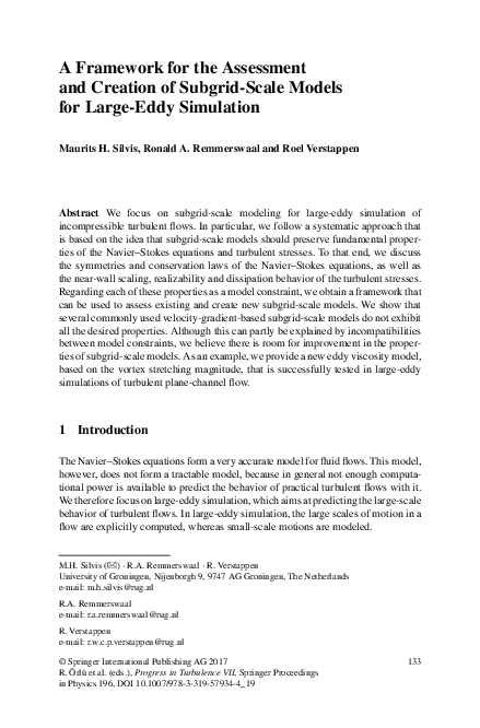 Pdf A Framework For The Assessment And Creation Of Subgrid Scale
