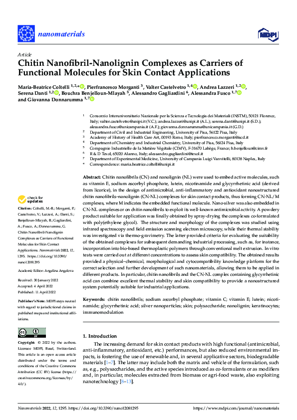 (PDF) Chitin Nanofibril-Nanolignin Complexes as Carriers of Functional ...