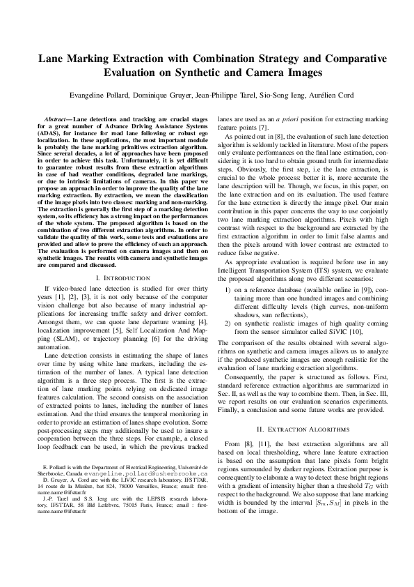 (PDF) Lane marking extraction with combination strategy and comparative ...