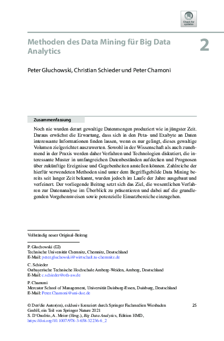 (PDF) Methoden des Data Mining für Big Data Analytics