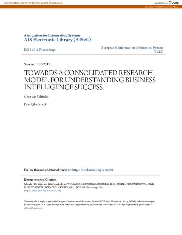 (PDF) Towards a Consolidated Research Model for Understanding Business ...