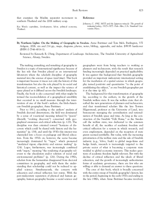 (PDF) By Northern Lights: On the Making of Geography in Sweden by Anne ...