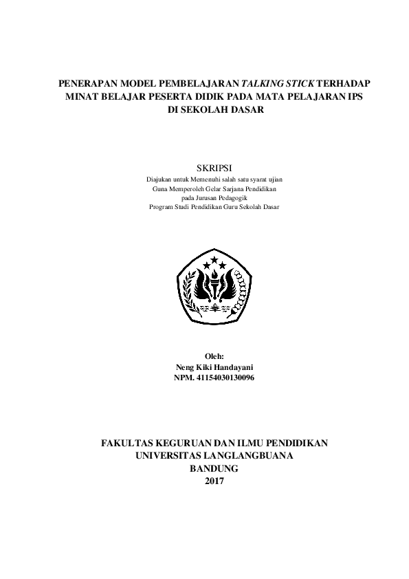 (PDF) Penerapan Model Pembelajaran Talking Stick Terhadap Minat Belajar Peserta Didik Pada Mata ...