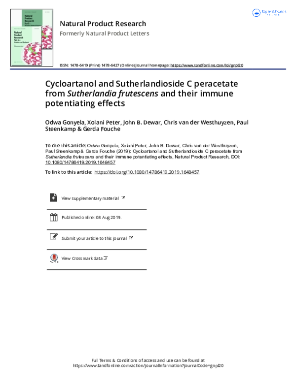 (PDF) Cycloartanol and Sutherlandioside C peracetate from Sutherlandia ...