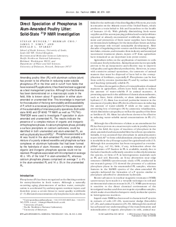 (PDF) Direct Speciation of Phosphorus in Alum-Amended Poultry Litter ...