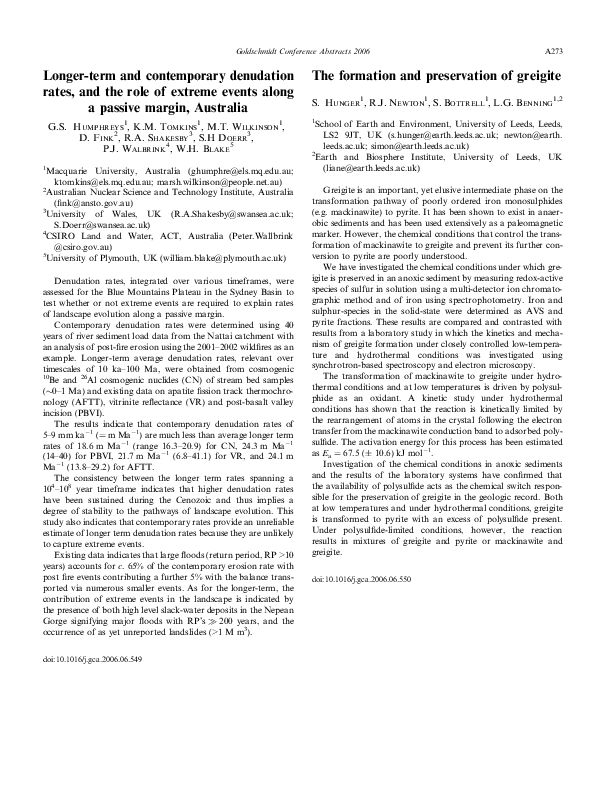 (PDF) The formation and preservation of greigite