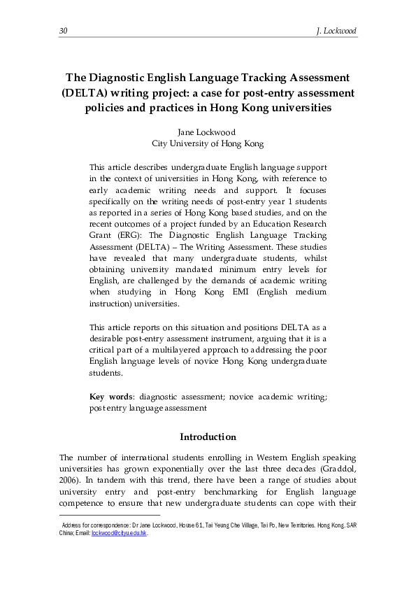 (PDF) Diagnostic English Language Tracking Assessment (DELTA) Writing ...