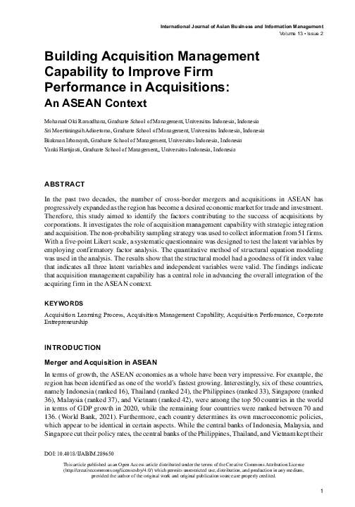 (PDF) Building Acquisition Management Capability to Improve Firm ...