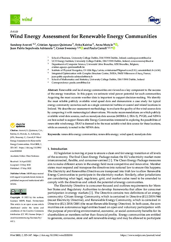 (PDF) Wind Energy Assessment for Renewable Energy Communities