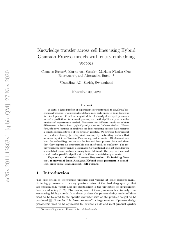 (PDF) Knowledge transfer across cell lines using hybrid Gaussian process models with entity ...