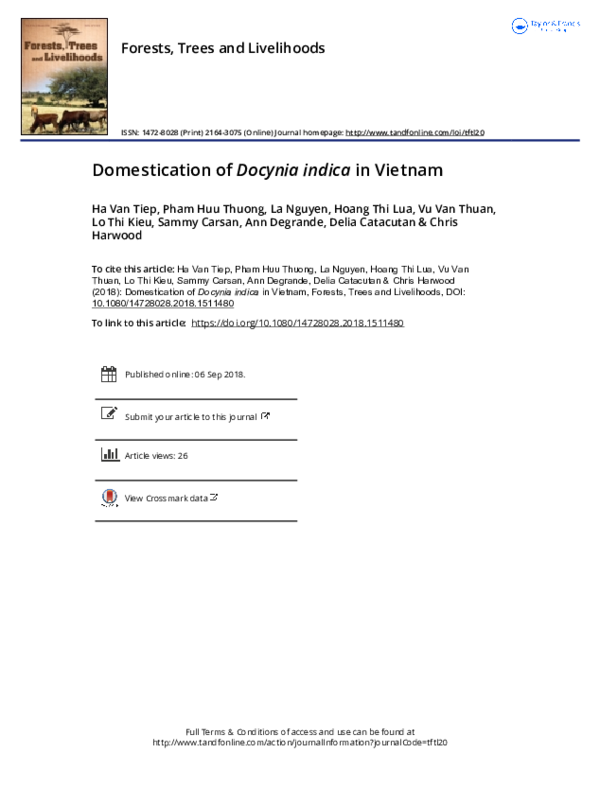 (PDF) Domestication of Docynia indica in Vietnam