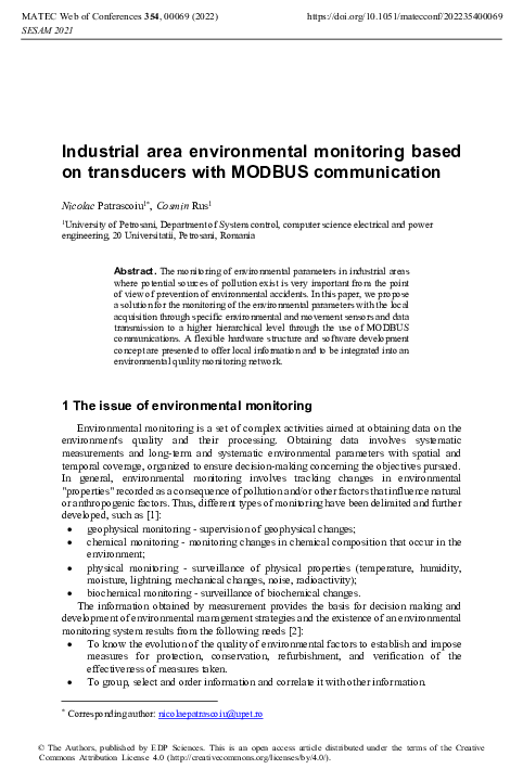 (PDF) Industrial area environmental monitoring based on transducers ...