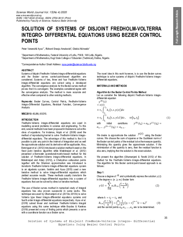 Pdf Solution Of Systems Of Disjoint Fredholm Volterra Integro