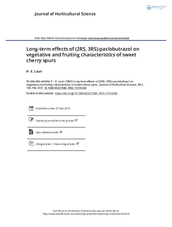 (PDF) Long-term effects of (2RS, 3RS)-paclobutrazol on vegetative and ...