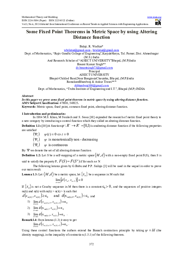 Pdf Some Fixed Point Theorems In Metric Space By Using Altering
