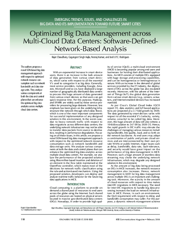 Pdf Optimized Big Data Management Across Multi Cloud Data Centers Software Defined Network