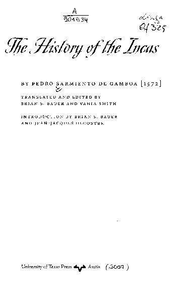 (PDF) “Introduction” The History of the Incas, Pedro Sarmiento de ...