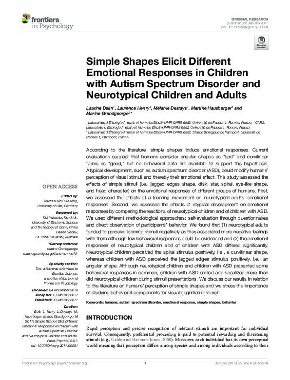(PDF) Simple Shapes Elicit Different Emotional Responses in Children ...