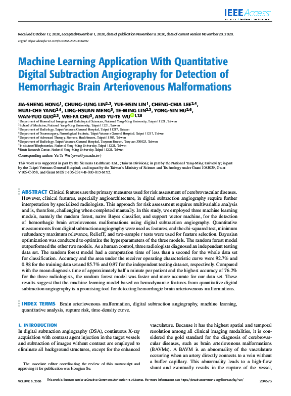 (PDF) Machine Learning Application With Quantitative Digital Subtraction Angiography for ...