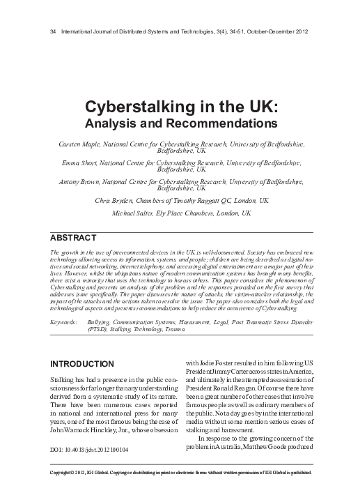 (PDF) Cyberstalking in the UK