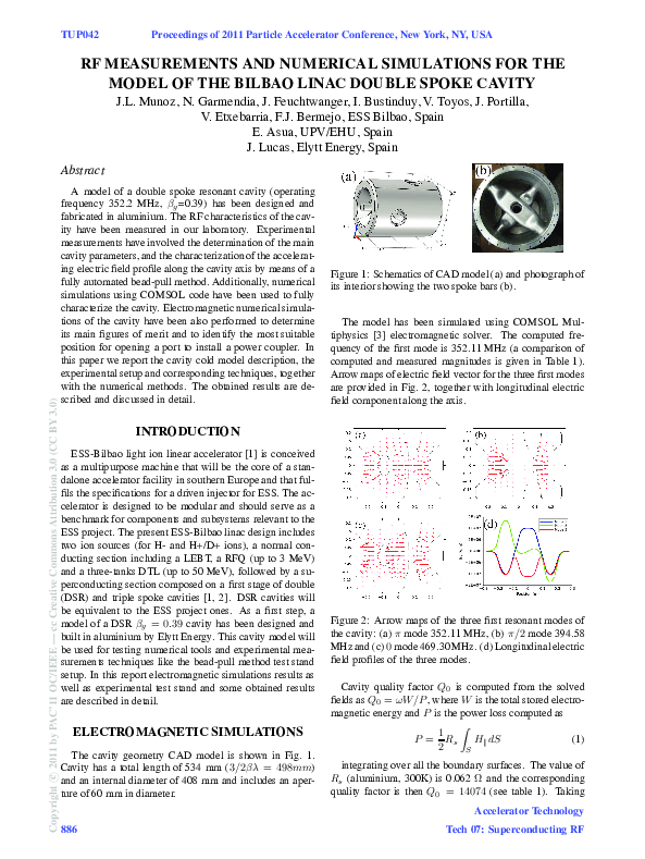 Pdf Rf Measurements And Numerical Simulations For The Model Of The Bilbaol Linac Double Spoke