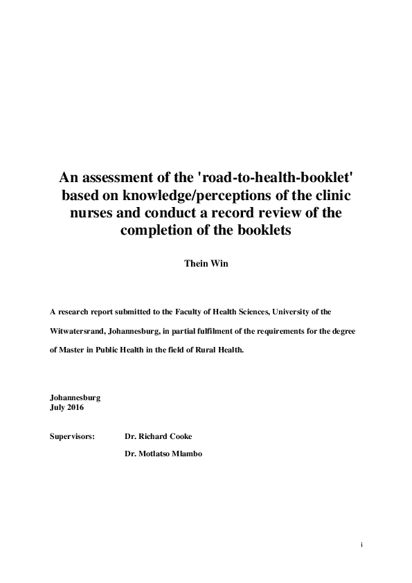 (PDF) An assessment of the 'road-to-health-booklet' based on knowledge ...