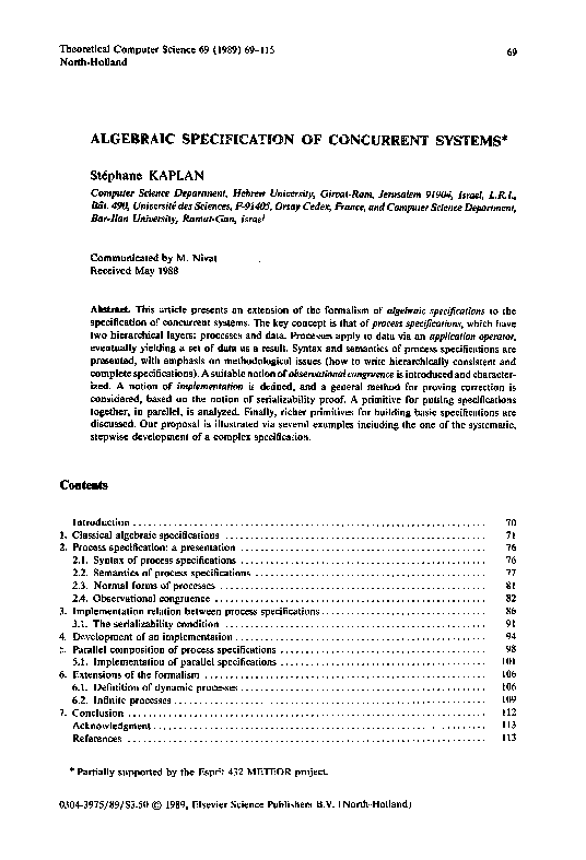 (PDF) Algebraic Specification of Concurrent Systems | Egidio Astesiano ...