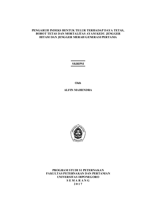 (PDF) Pengaruh Indeks Bentuk Telur terhadap Daya Tetas dan Mortalitas ...