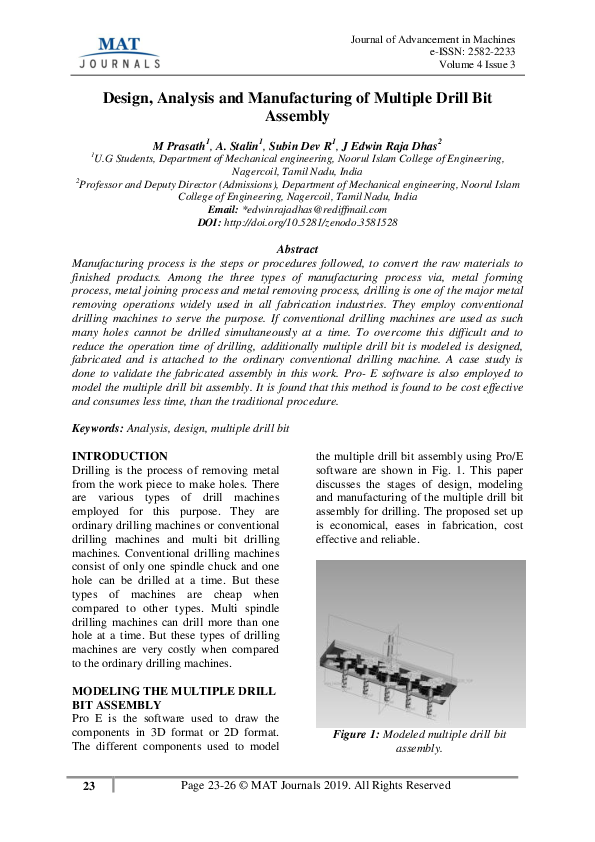 (PDF) Design, Analysis and Manufacturing of Multiple Drill Bit Assembly