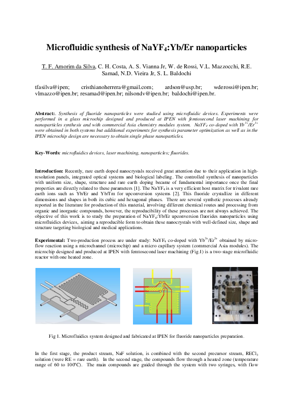 (PDF) Microfluidic synthesis of NaYF4:Yb/Er nanoparticles | Wagner de Rossi - Academia.edu