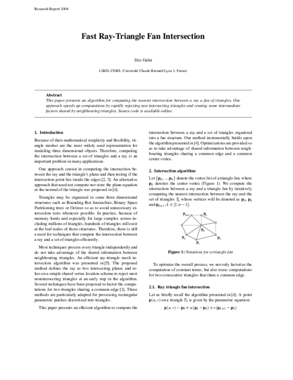 (PDF) Fast Ray-Triangle Fan Intersection