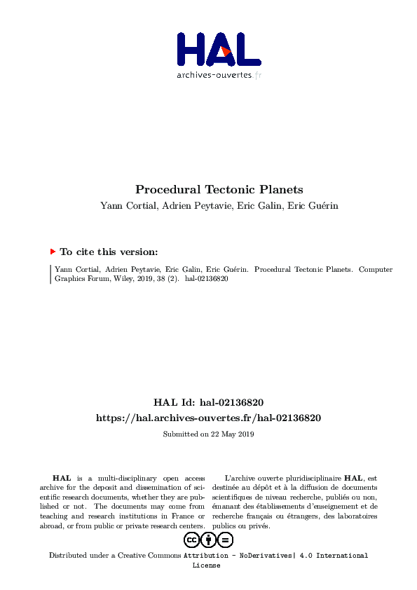 (PDF) Procedural Tectonic Planets
