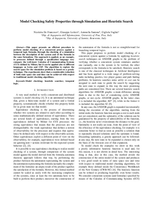(PDF) Checking Safety Proprieties through Simulation and Heuristic Search | gigliola vaglini ...