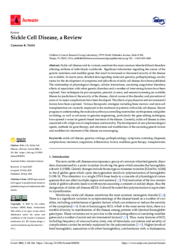 (PDF) Sickle Cell Disease, a Review