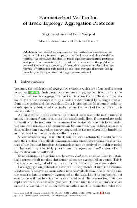 Pdf Parameterized Verification Of Track Topology Aggregation Protocols