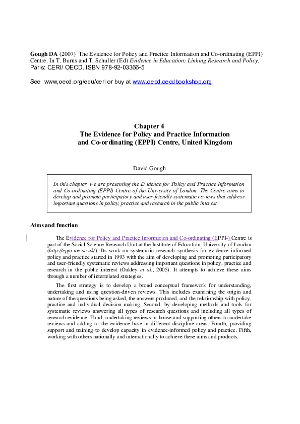 (PDF) The Evidence for Policy and Practice Information and Co ...