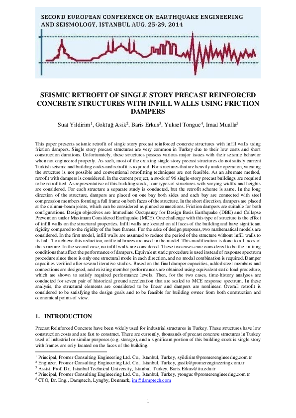(PDF) Seismic Retrofit of Single Story Precast Reinforced Concrete Structures with Infill Walls ...