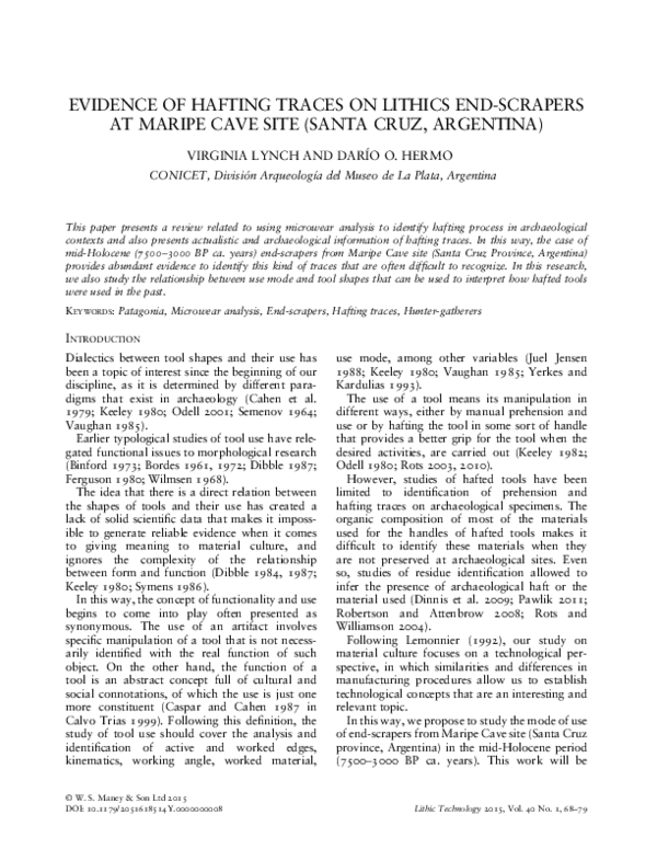 (PDF) Evidence of Hafting Traces on Lithics End-Scrapers at Maripe Cave ...