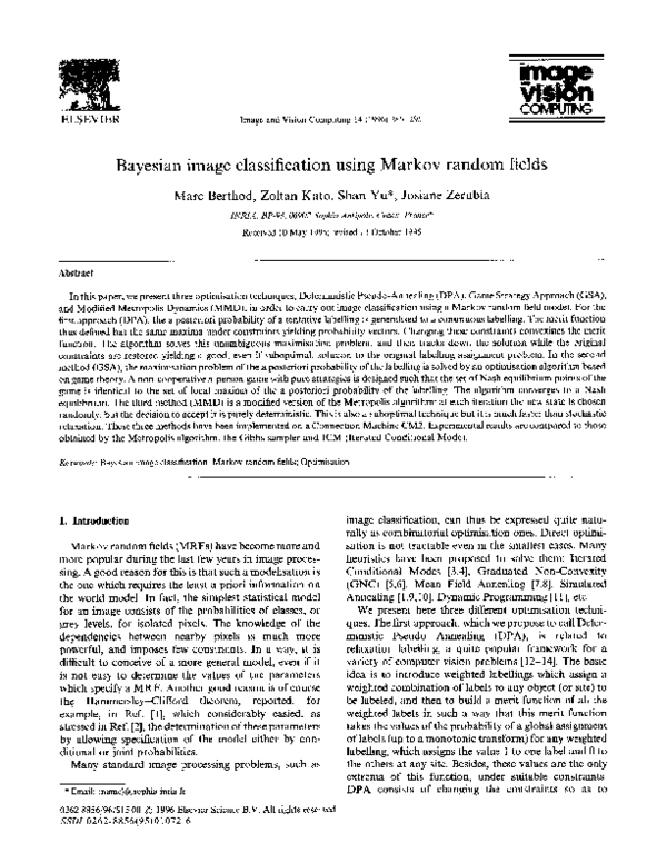 Pdf Bayesian Image Classification Using Markov Random Fields J