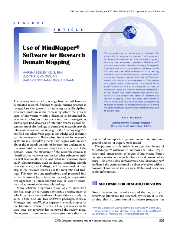 (PDF) Use of MindMapper® Software for Research Domain Mapping
