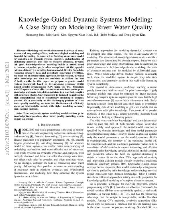(PDF) Knowledge-Based Dynamic Systems Modeling: A Case Study on Modeling River Water Quality ...
