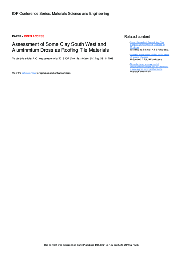 (PDF) Assessment of Some Clay South West and Aluminmium Dross as ...