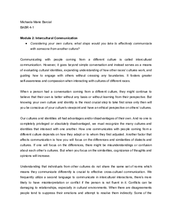 MODULE 2: Intercultural Communication